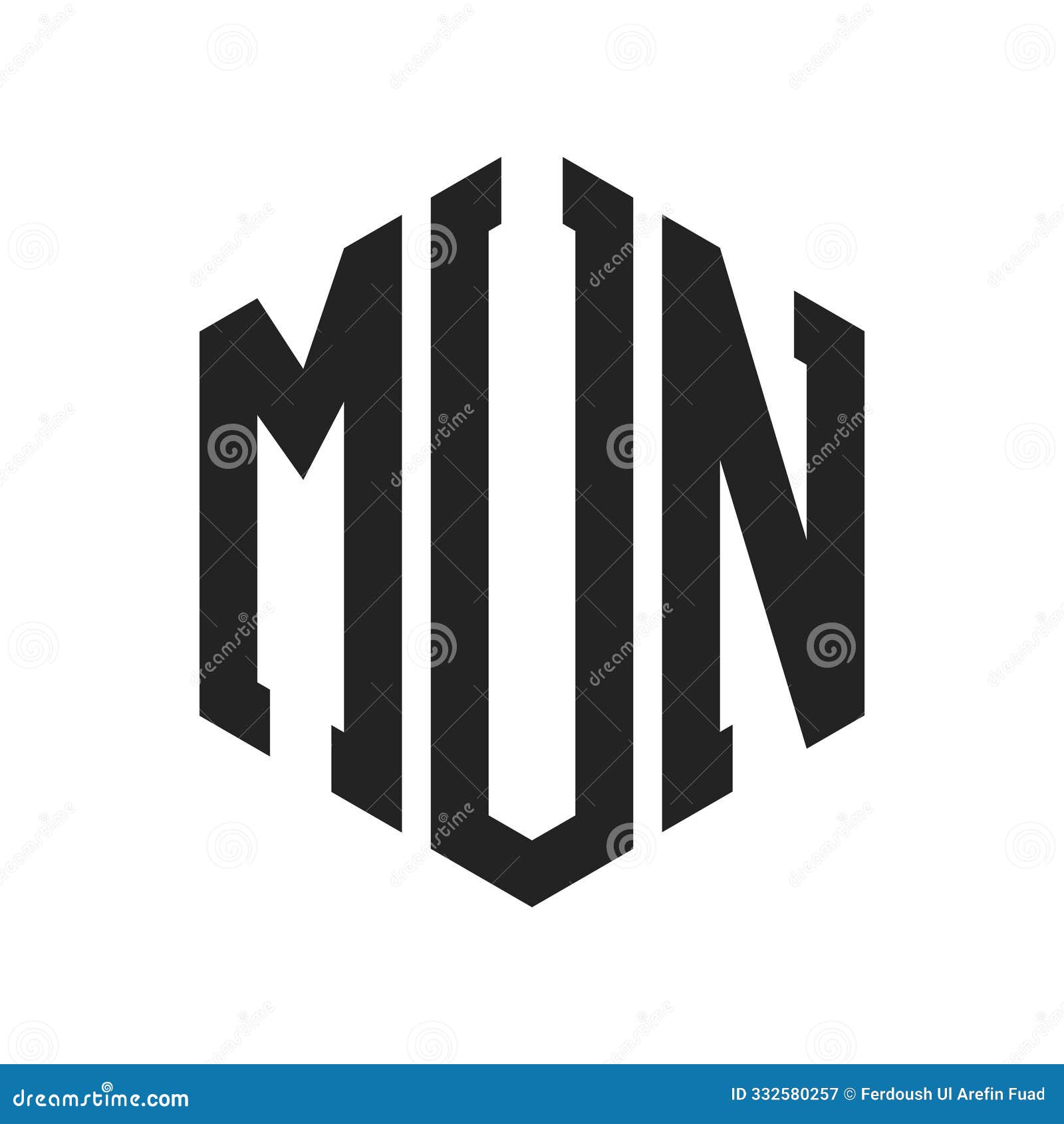 MUN Logo Design. Initial Letter MUN Monogram Logo Using Hexagon Shape ...