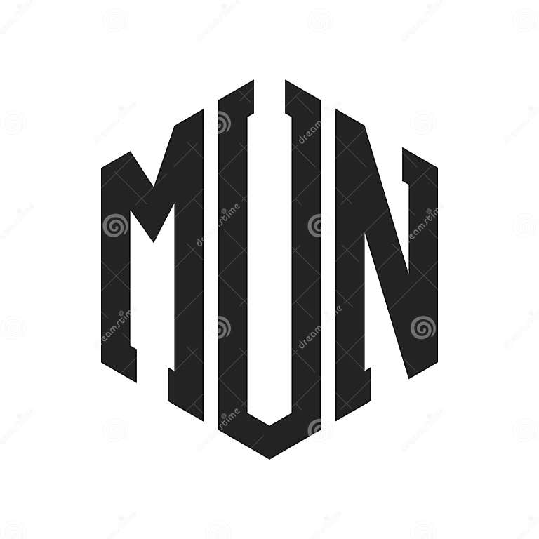 MUN Logo Design. Initial Letter MUN Monogram Logo Using Hexagon Shape ...