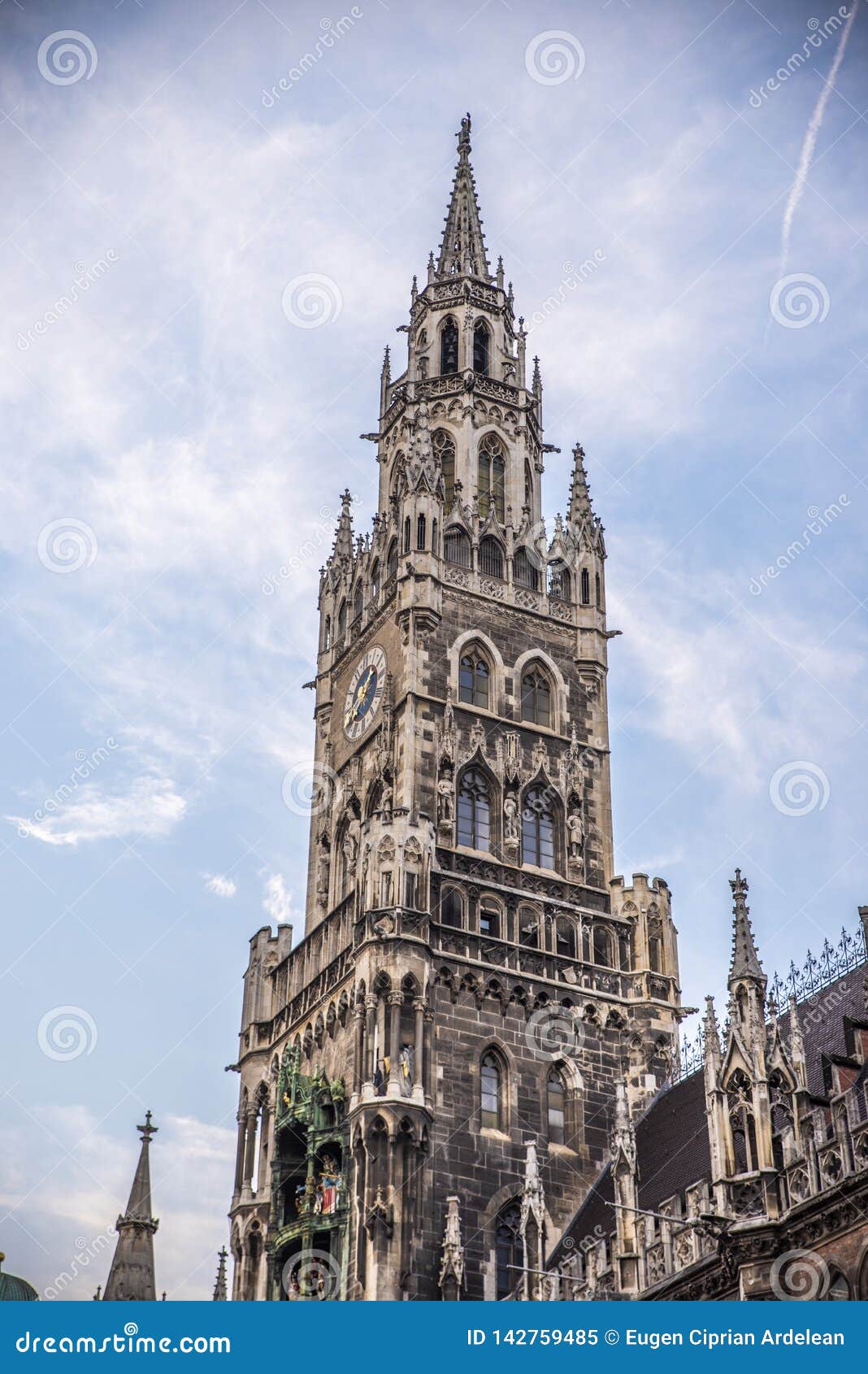 Munchen City Hall Tower stock image. Image of tourist - 142759485