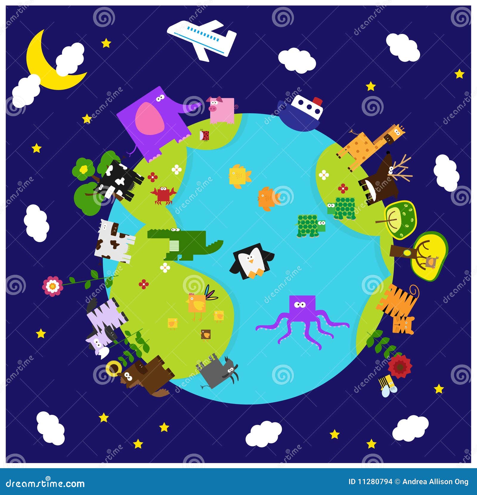 Mundo animal ilustración del vector. Ilustración de noche - 11280794