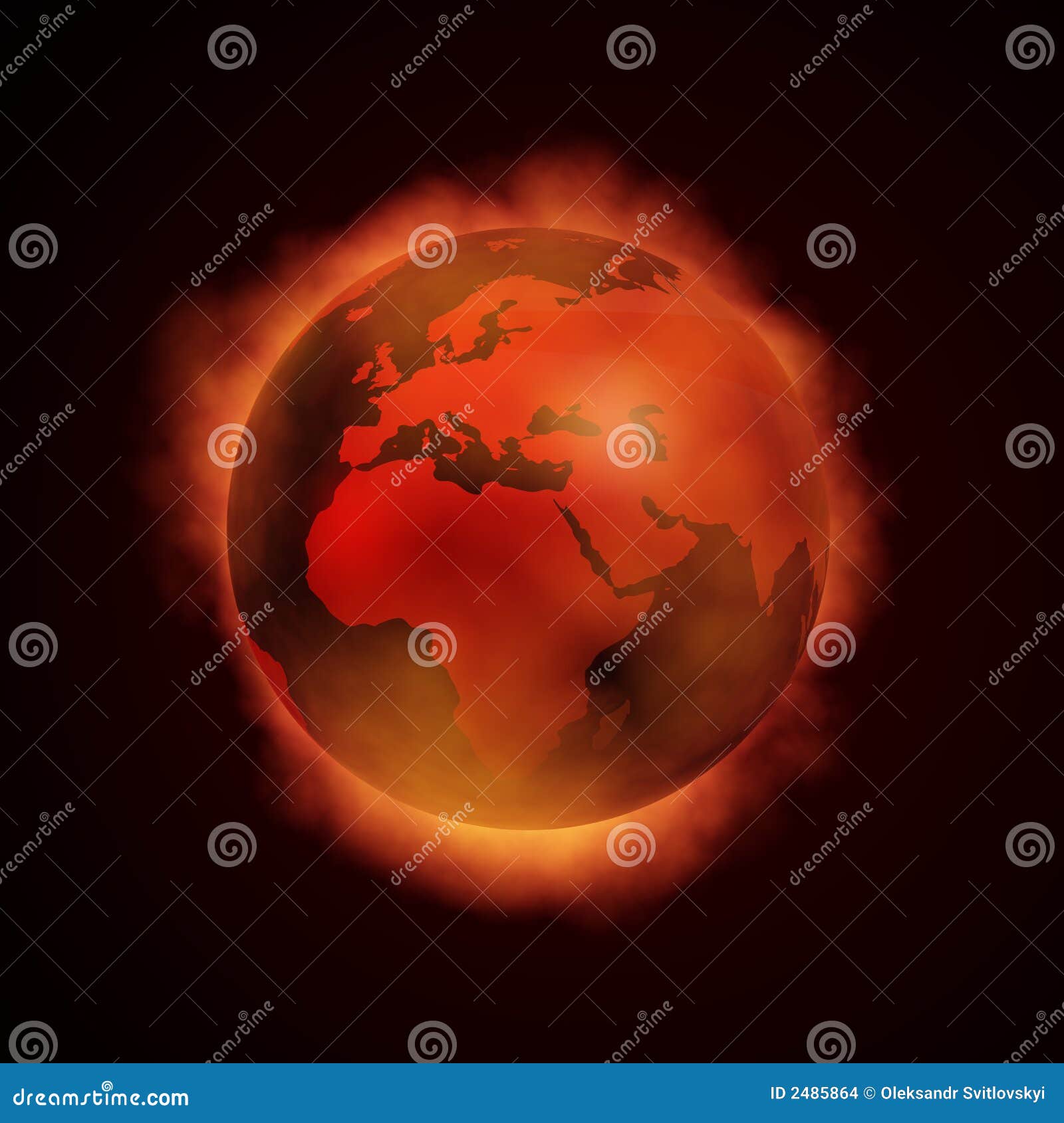 MUNDO BAJO FUEGO stock de ilustración. Ilustración de fuego - 2485864