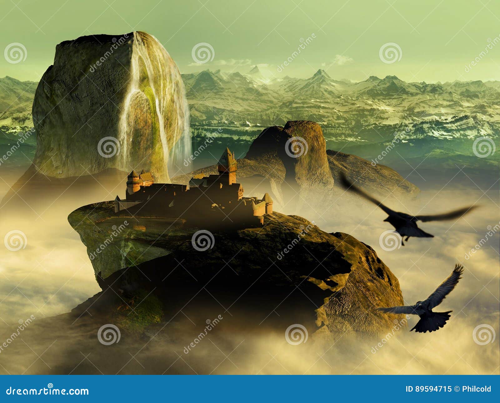 Mundo de fantasia ilustração stock. Ilustração de monstruoso - 89594715