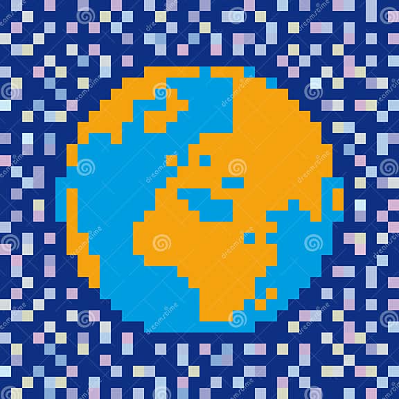 Mundo de Pixelated ilustración del vector. Ilustración de cuadrado ...