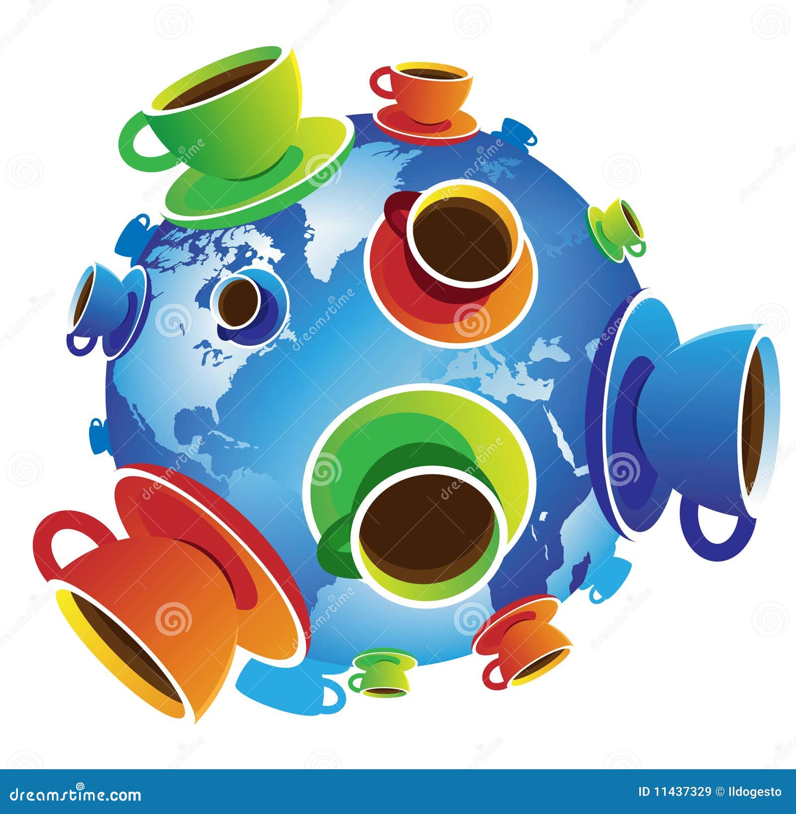 Mundo del café aislado ilustración del vector. Ilustración de acortar ...