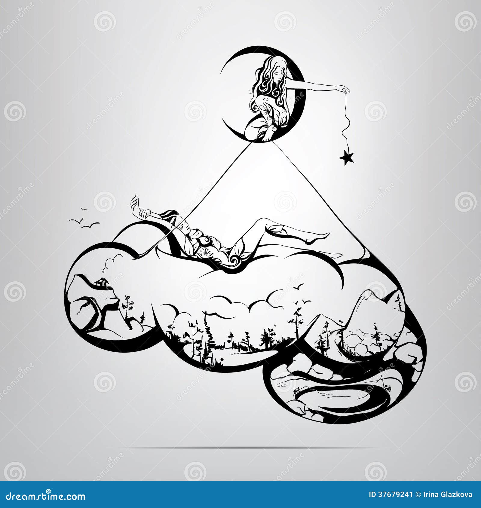 Mundo en la nube. ejemplo ilustración del vector. Ilustración de bosque ...