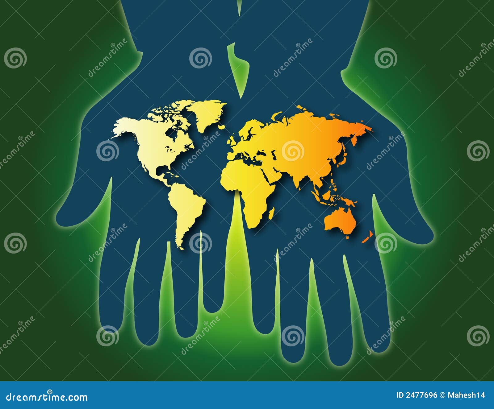 Mundo en manos stock de ilustración. Ilustración de mano - 2477696