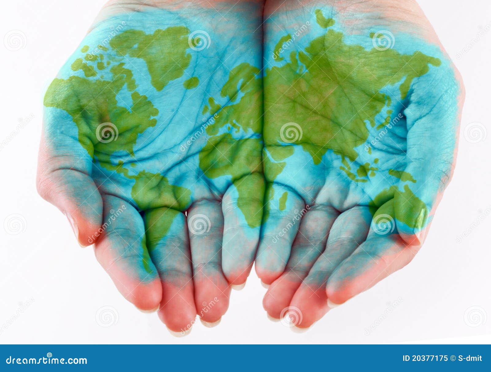Mundo pintado en las manos imagen de archivo. Imagen de pintado - 20377175
