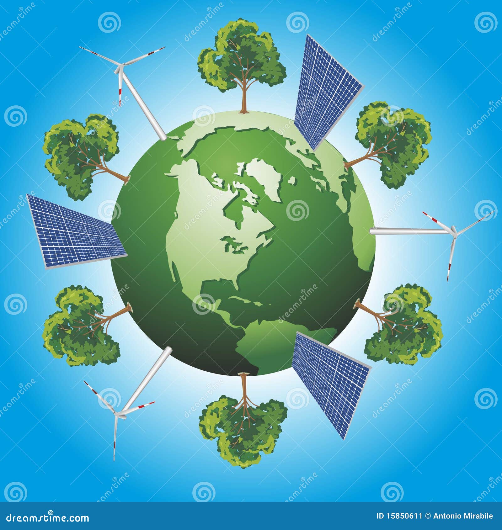 Mundo verde ilustración del vector. Ilustración de fotovoltaico - 15850611