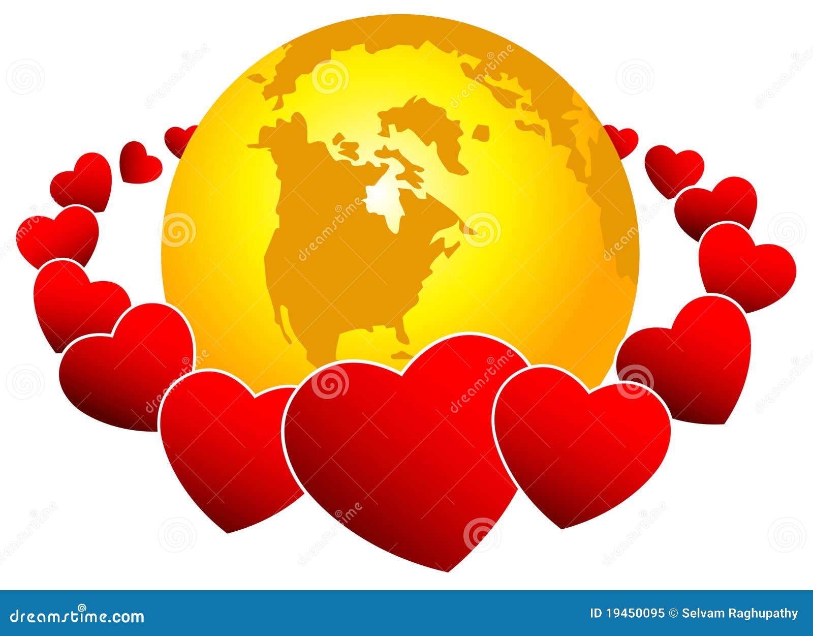 Mundo y corazones ilustración del vector. Ilustración de amor - 19450095