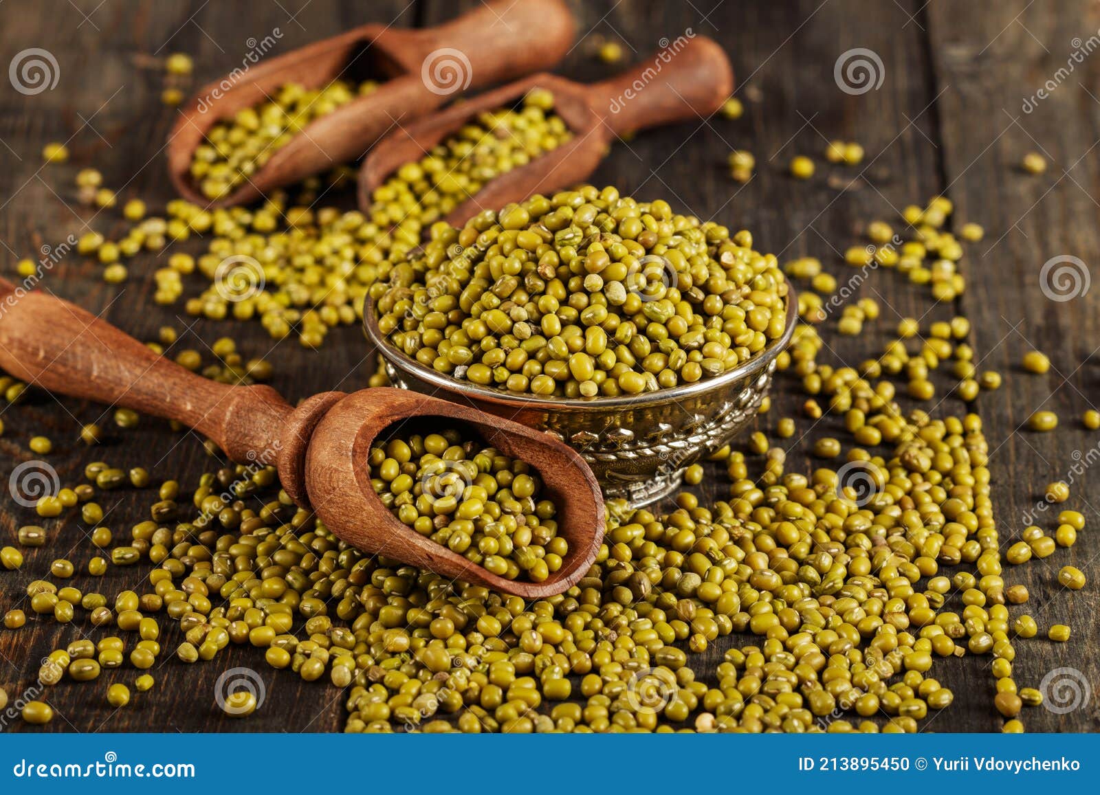 Mung Bean Seeds on a Dark Wooden Background. Mung Beans on a Wooden ...