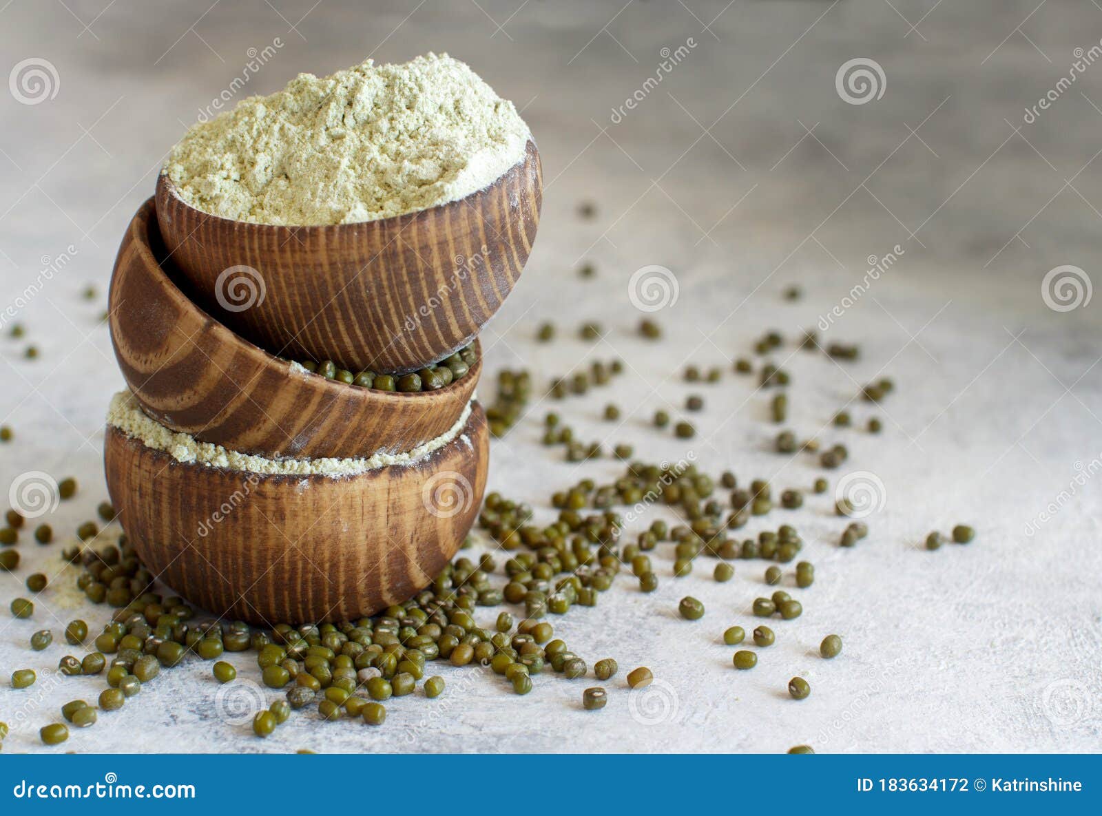 Mung Beans Flour and Grain in Bowls Stock Photo - Image of eating, copy ...