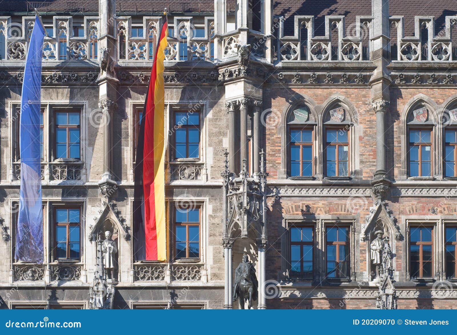 Munich City Hall with Flags Stock Photo - Image of cityscape, city ...