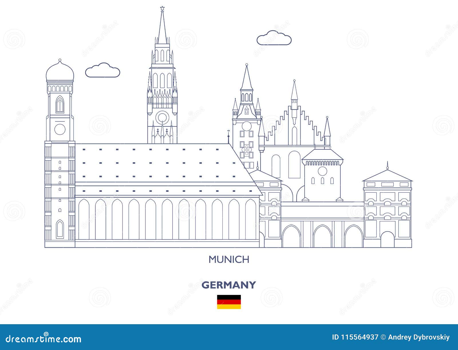 Munich City Skyline, Germany Stock Vector - Illustration of famous ...
