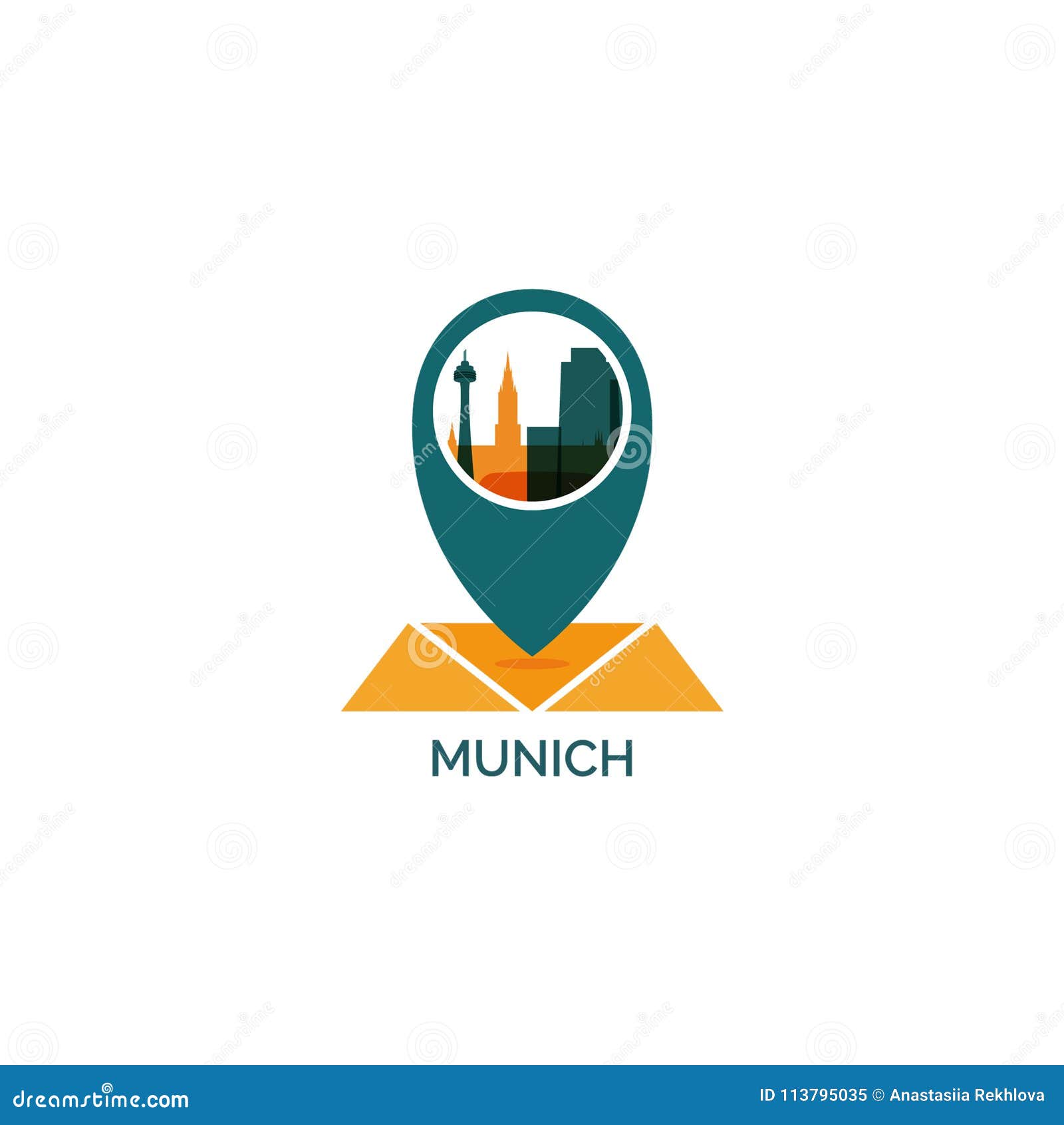 Munich City Skyline Vector Logo Icon Stock Vector - Illustration of ...