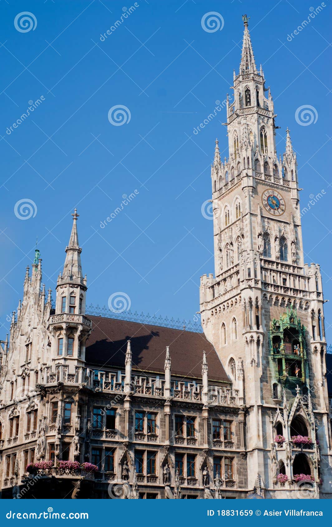 Munich, Germany stock image. Image of landmark, clock - 18831659