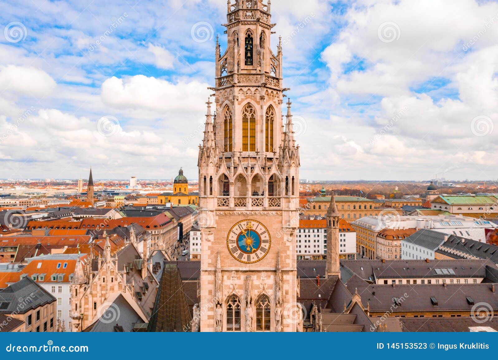 Clock Tower Near the Marienplatz in Munich. Stock Image - Image of gate ...
