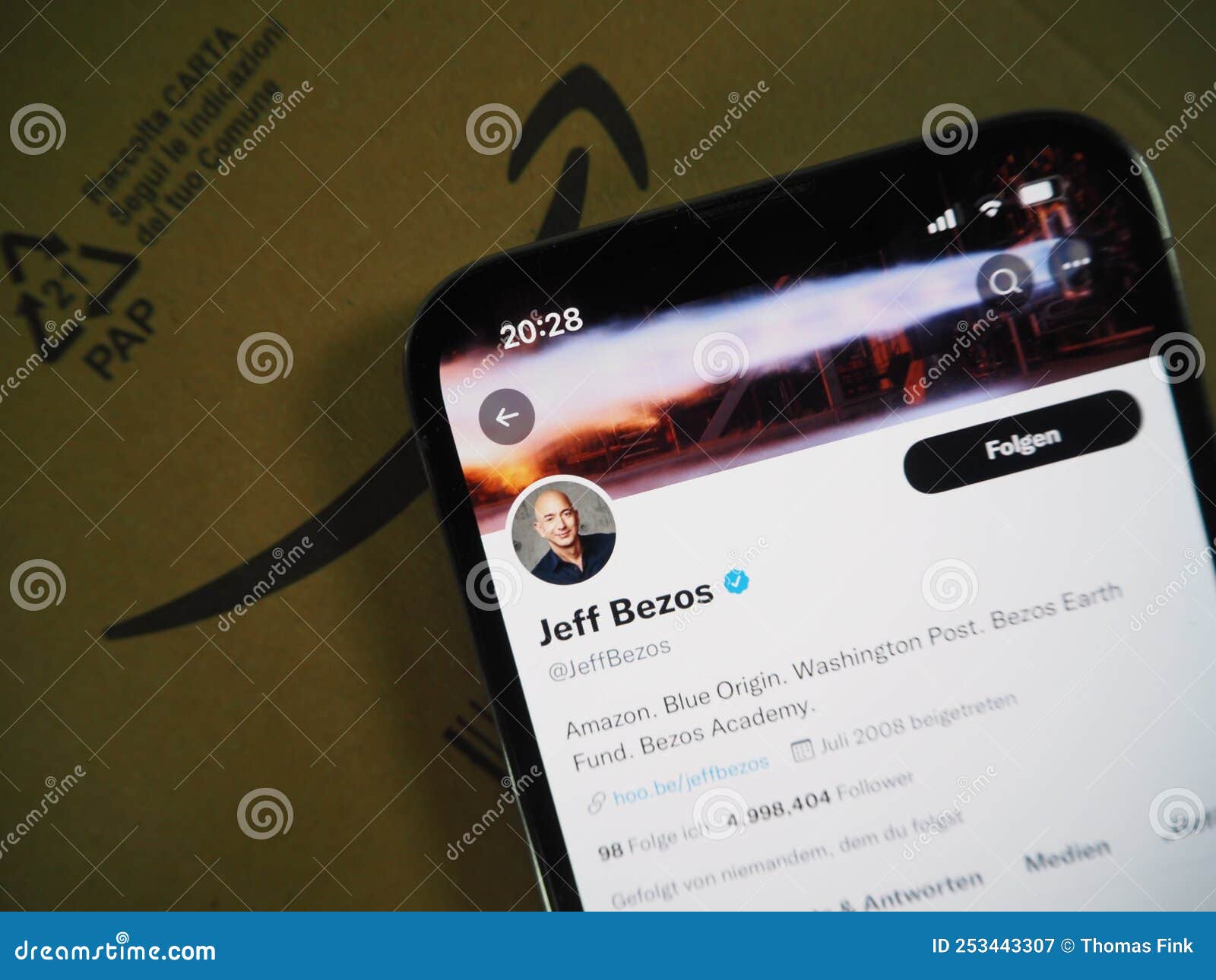 Jeff Bezos Twitter Account with Amazon Package Editorial Photography ...