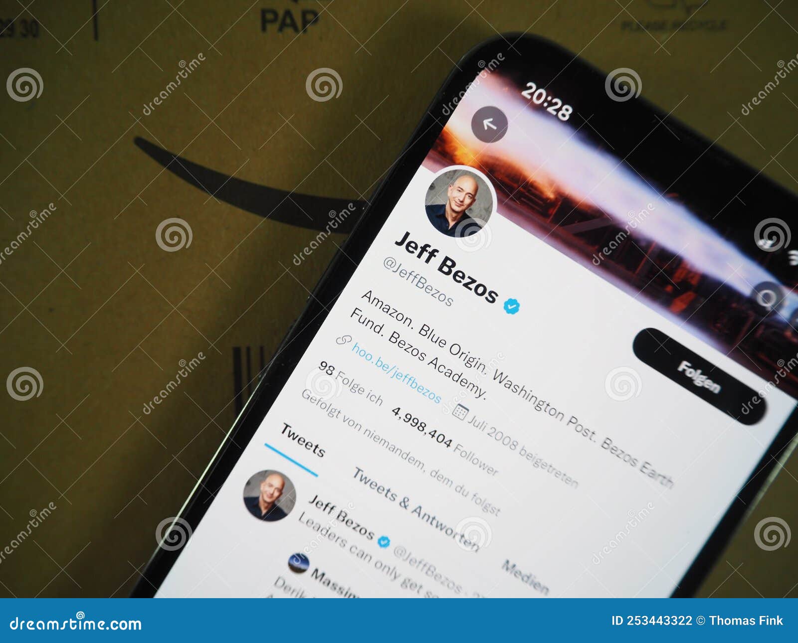 Jeff Bezos Twitter Account with Amazon Package Editorial Photography ...