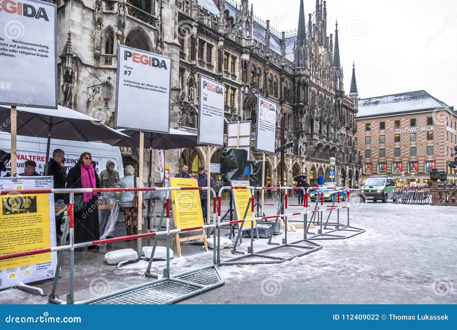 Munich , Germany - February 15 2018: PEGIDA is Demonstrating in the ...