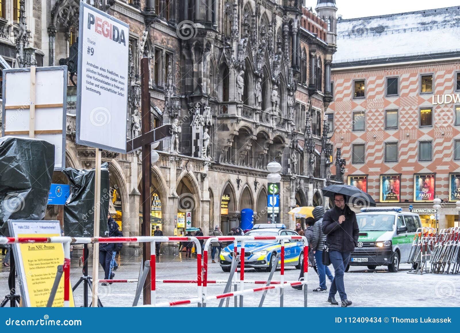 Munich , Germany - February 15 2018: PEGIDA is Demonstrating in the ...