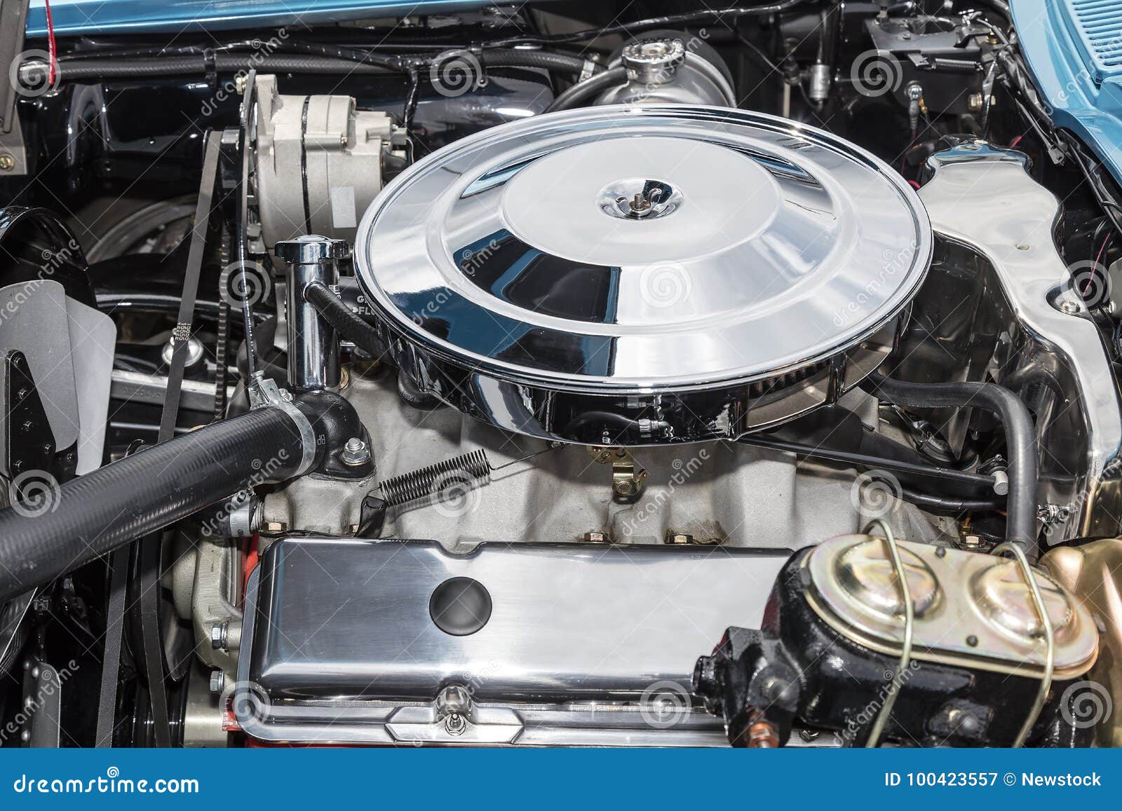 Close-up of Car`s Engine, American Classic Car Editorial Photography ...