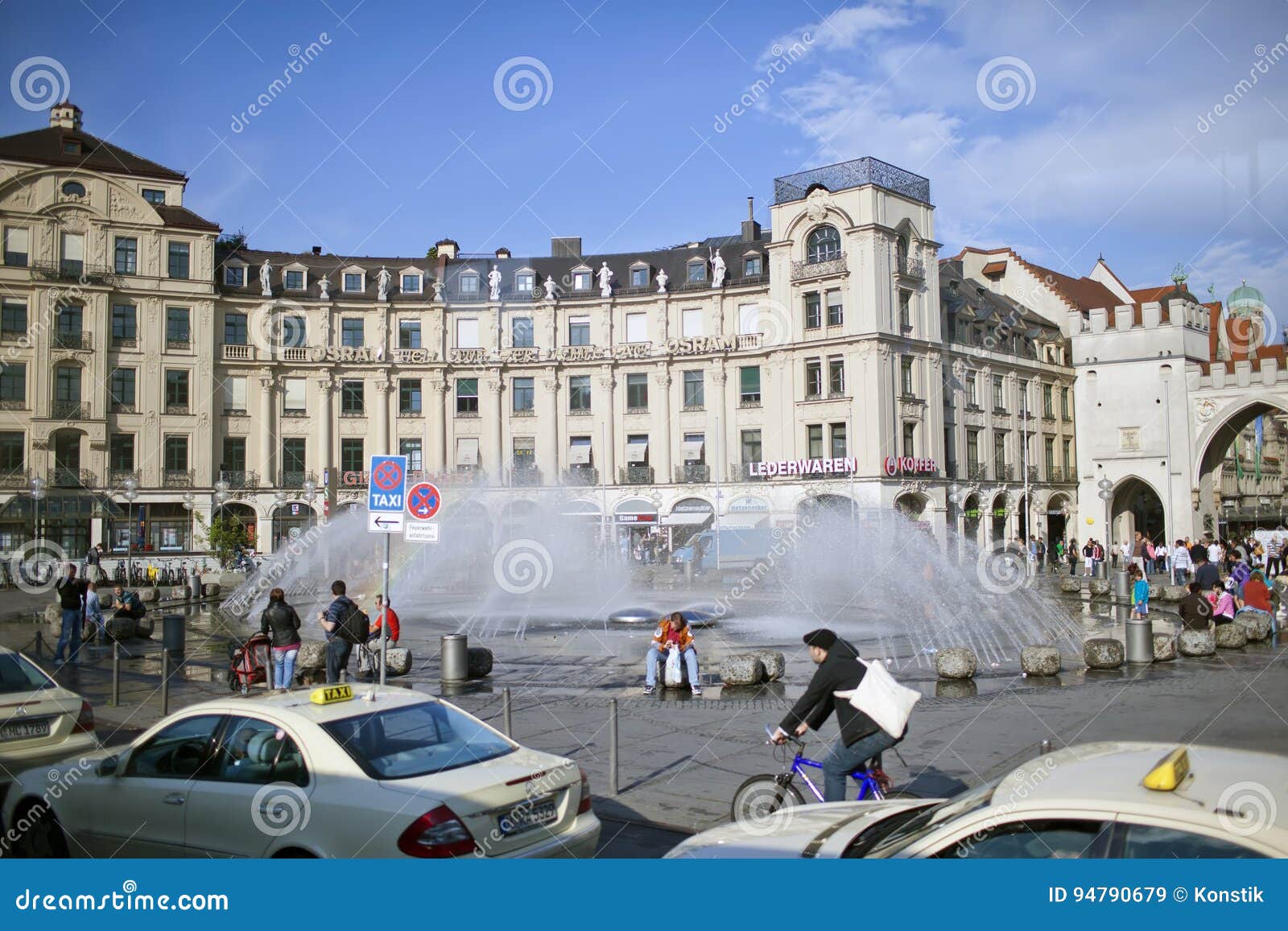 Munich, Germany - May 29, 2012: Karlsplatz Stachus Square and Karlstor ...