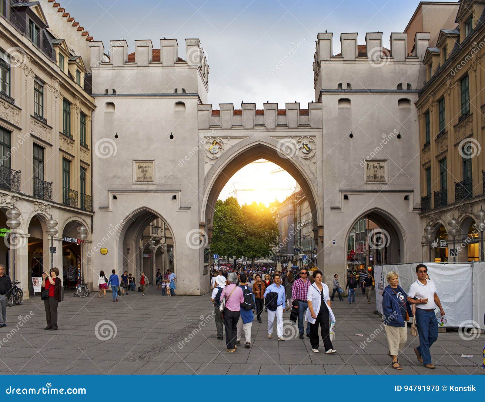 Munich, Germany - May 29, 2012: People Walking through the Karlstor ...