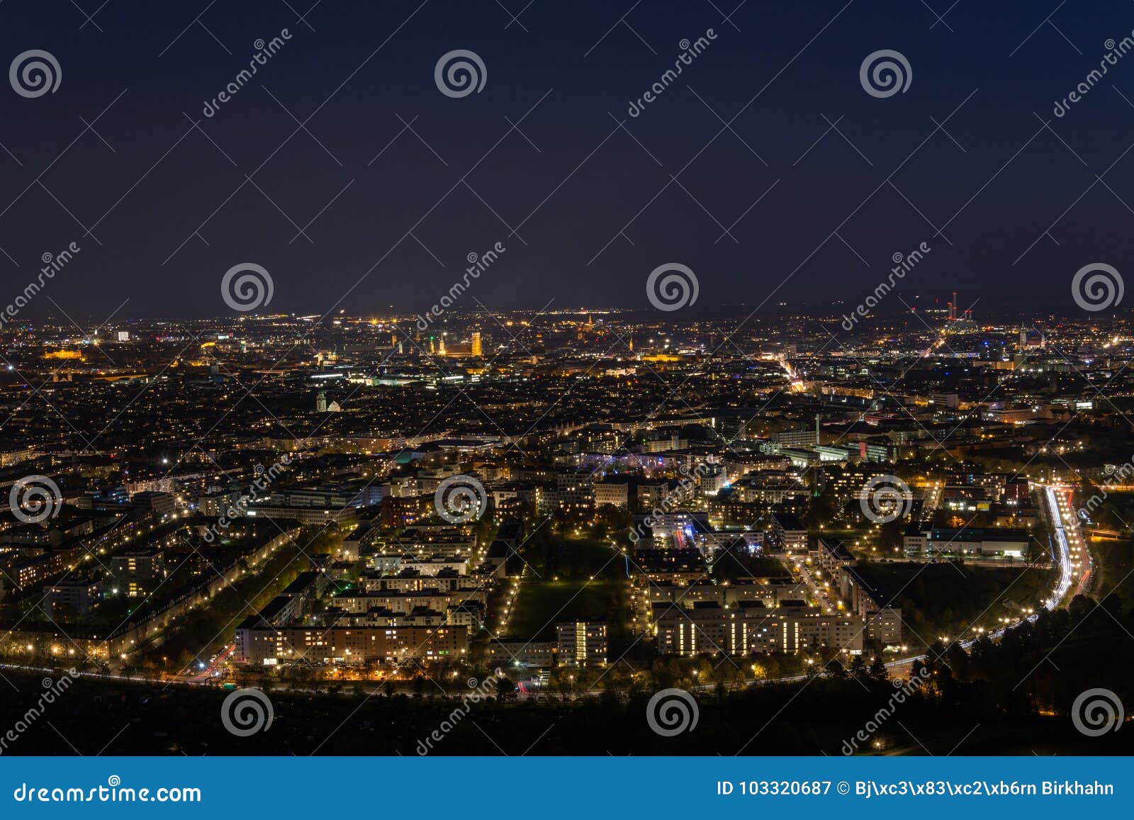 Munich, Germany at Night from the Olympic Tower Stock Image - Image of ...