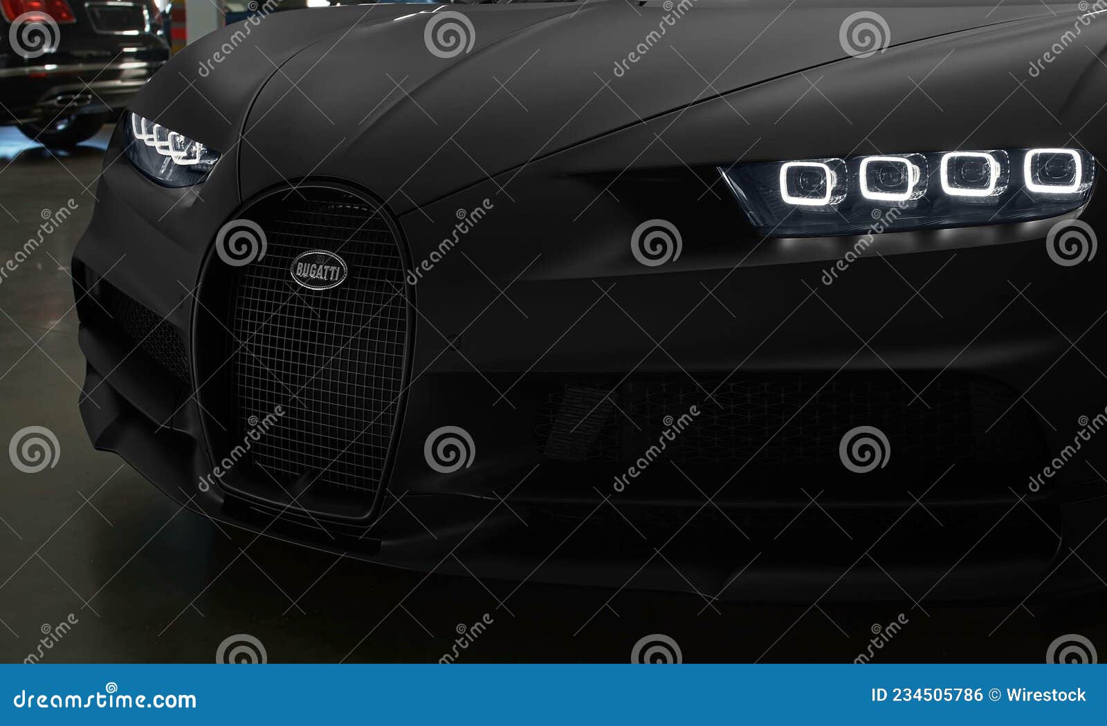 Front View of Matte Black Bugatti Chiron Editorial Photo - Image of ...