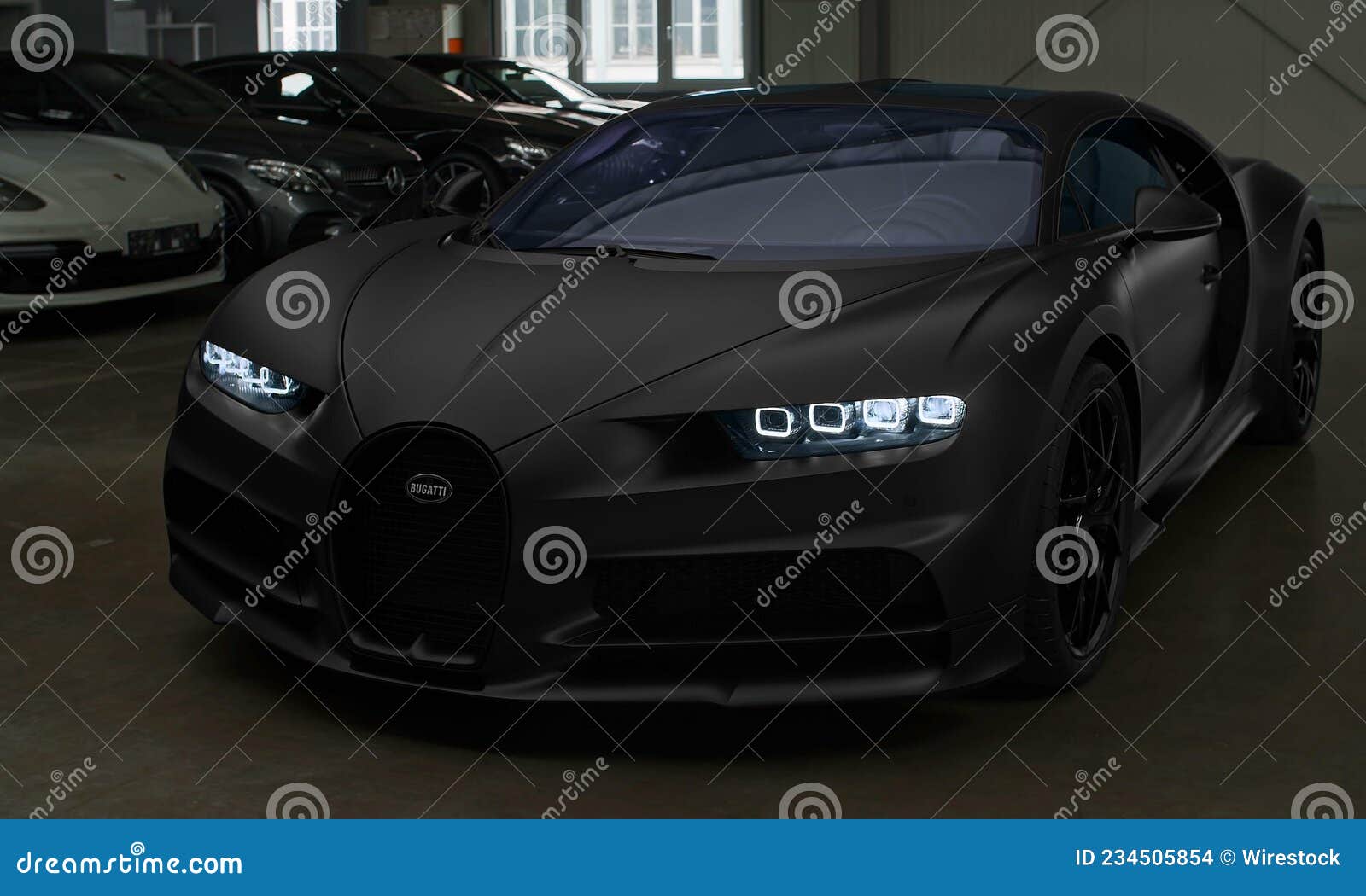 Front View of Matte Black Bugatti Chiron Editorial Stock Image - Image ...