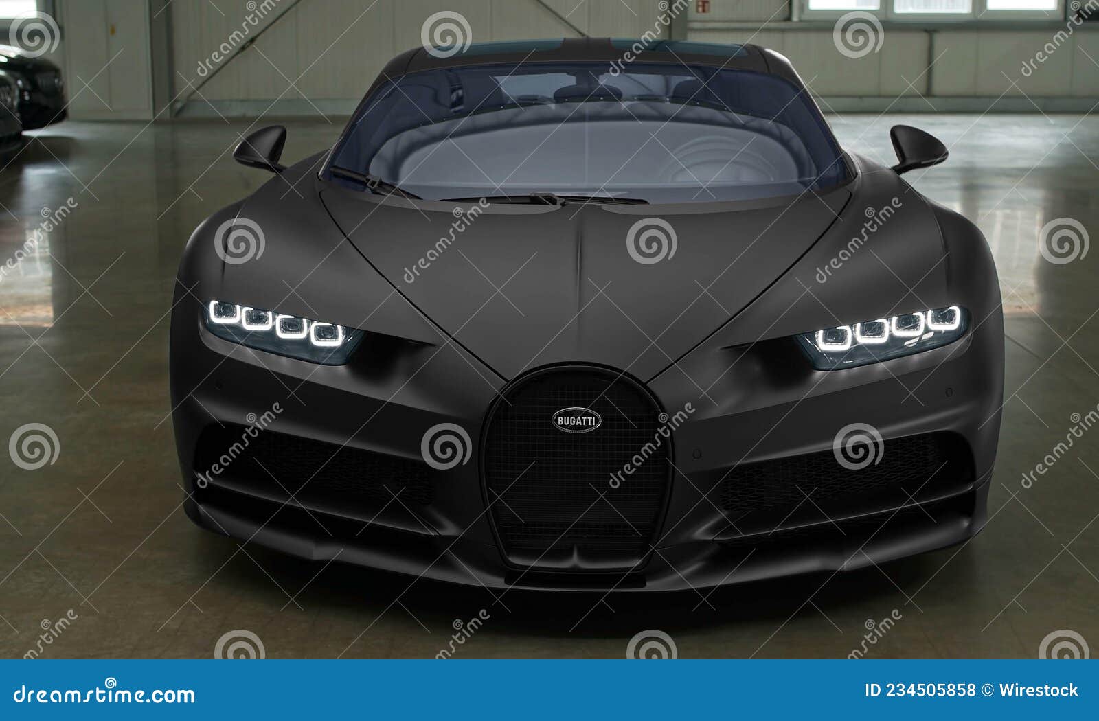 Front View of Matte Black Bugatti Chiron Editorial Stock Photo - Image ...