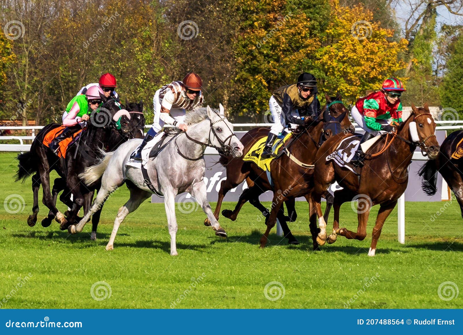 Munich, Germany - Oct 07, 2019: Horse Racing at the Racecourse in ...