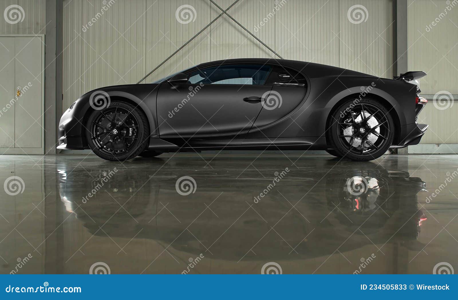 Side View of Matte Black Bugatti Chiron Editorial Stock Photo - Image ...