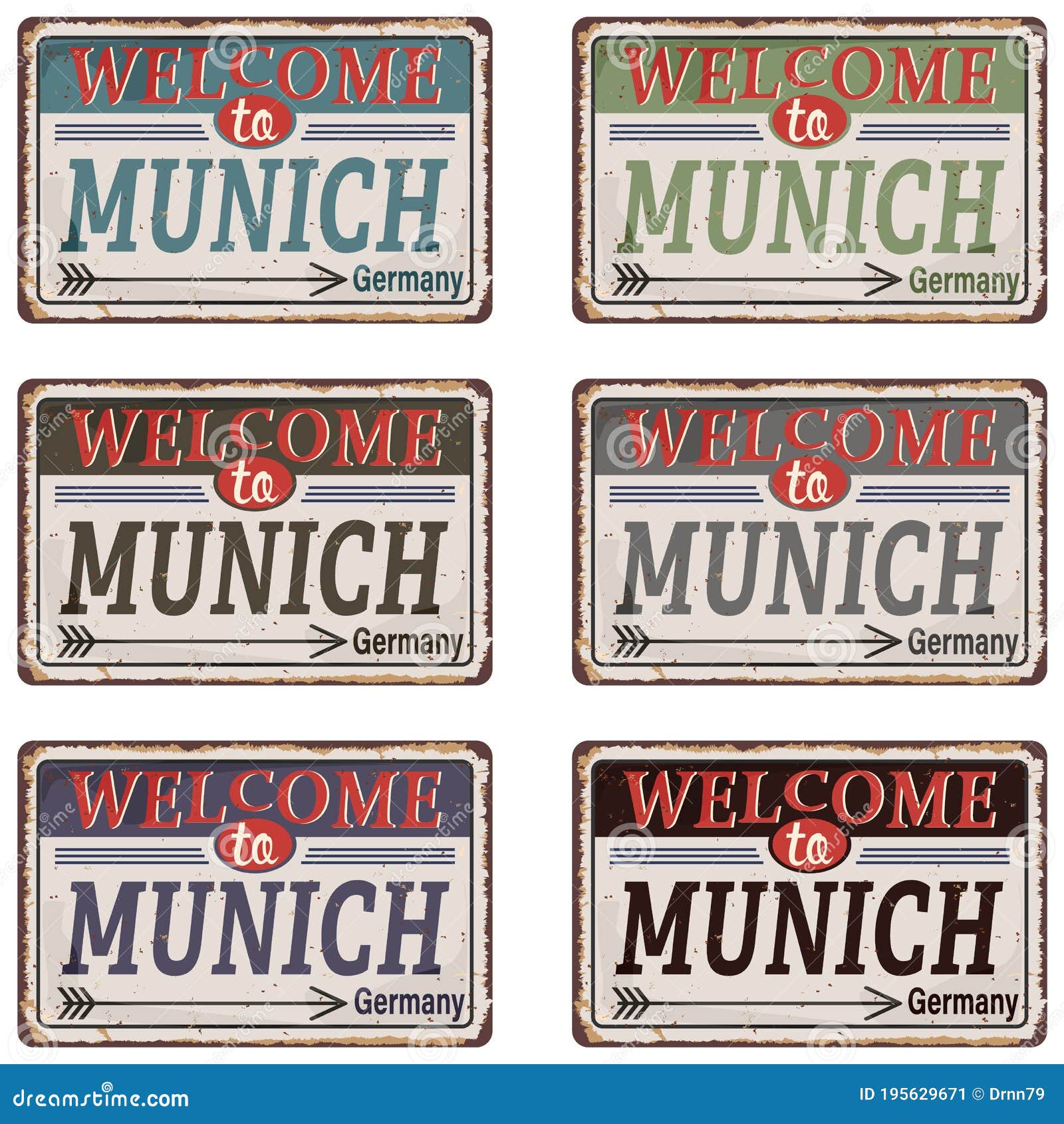 Munich, Germany, Road Sign Set Vector Illustration, Road Table Stock ...