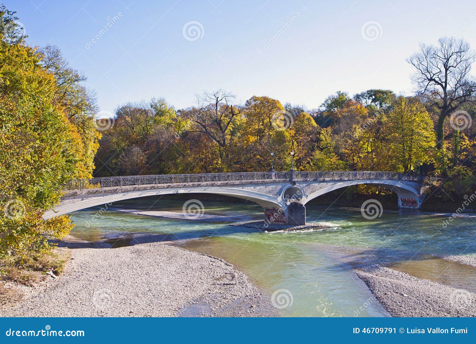 Munich, Kabelsteg Bridge on Isar River Stock Image - Image of bavaria ...