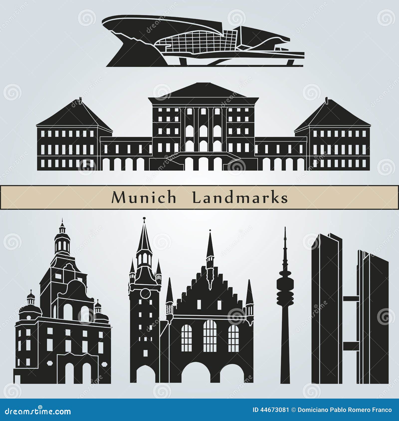 Munich Landmarks and Monuments Stock Vector - Illustration of ...