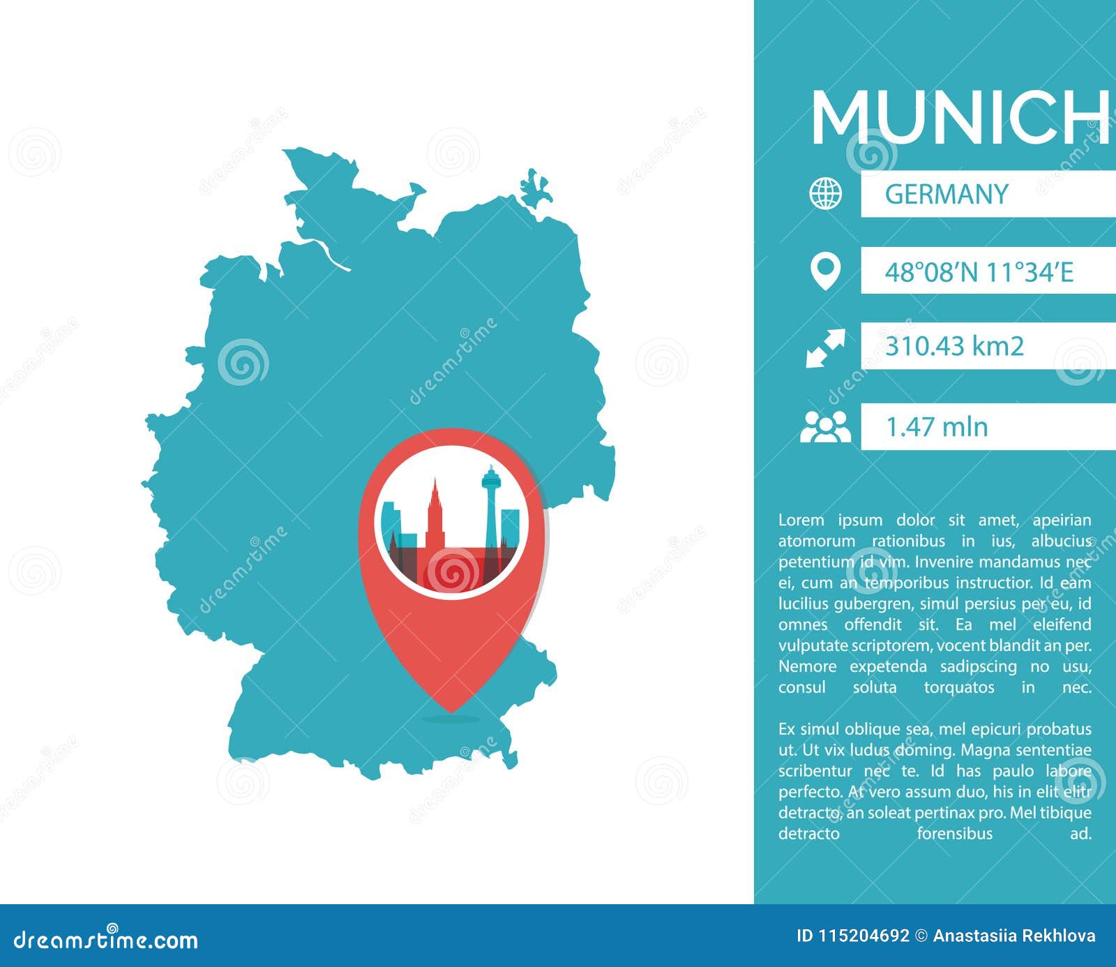 Munich Map Infographic Vector Isolated Illustration Stock Vector ...
