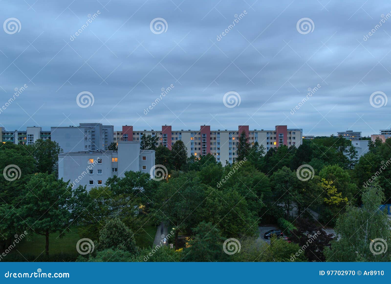 Munich - Neuperlach after Sunset Stock Photo - Image of bavaria, rainy ...