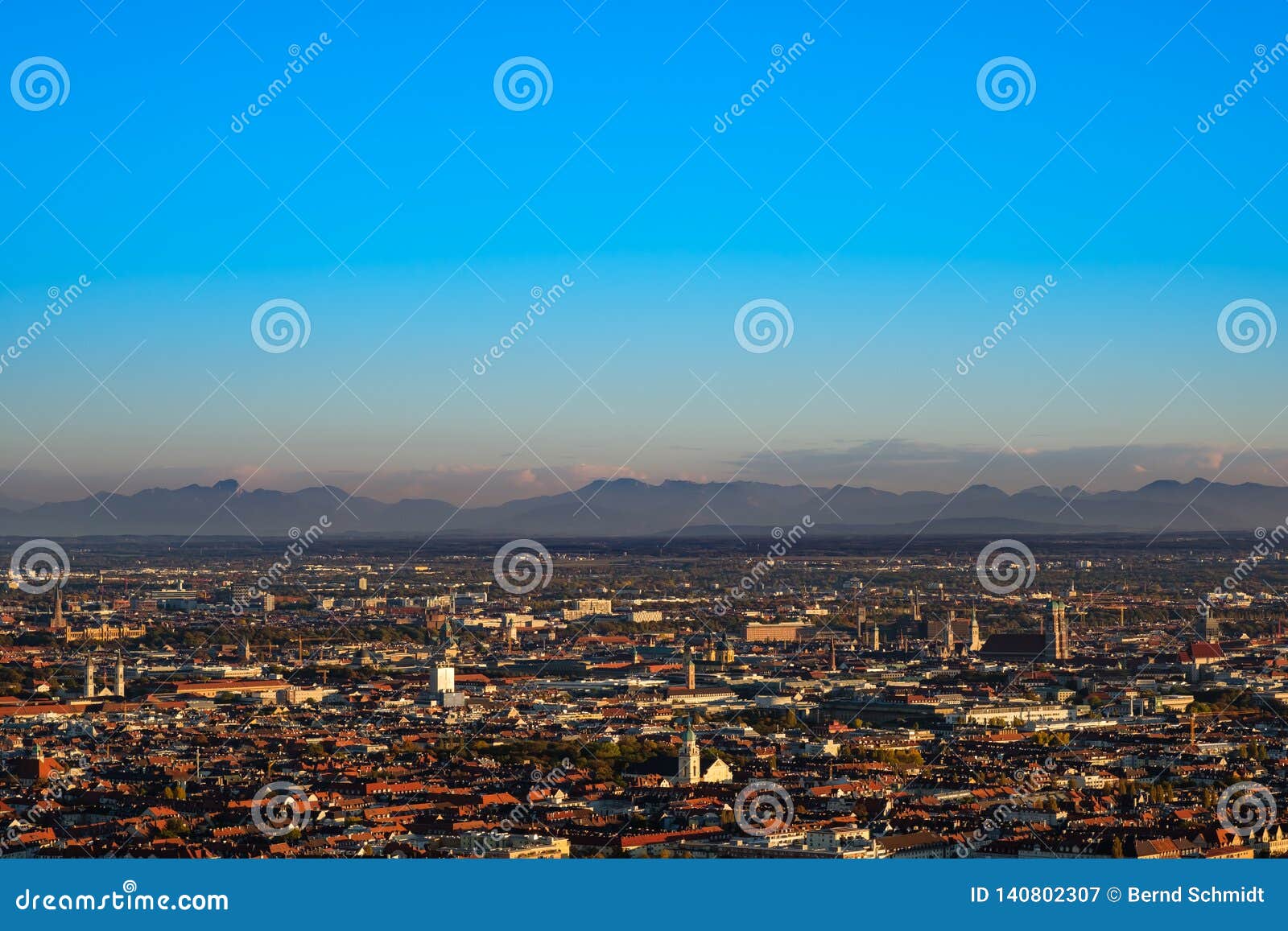 Munich Panorama View with Alps Mountains Stock Image - Image of skyline ...