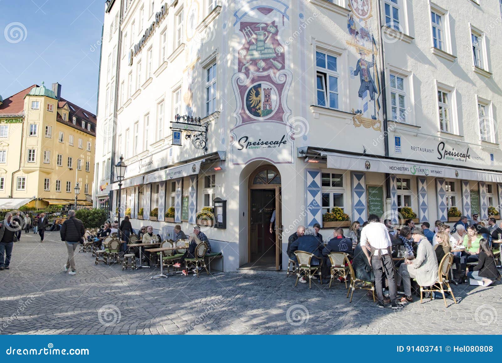 Munich - Pavement Restaurant Editorial Photo - Image of people, german ...