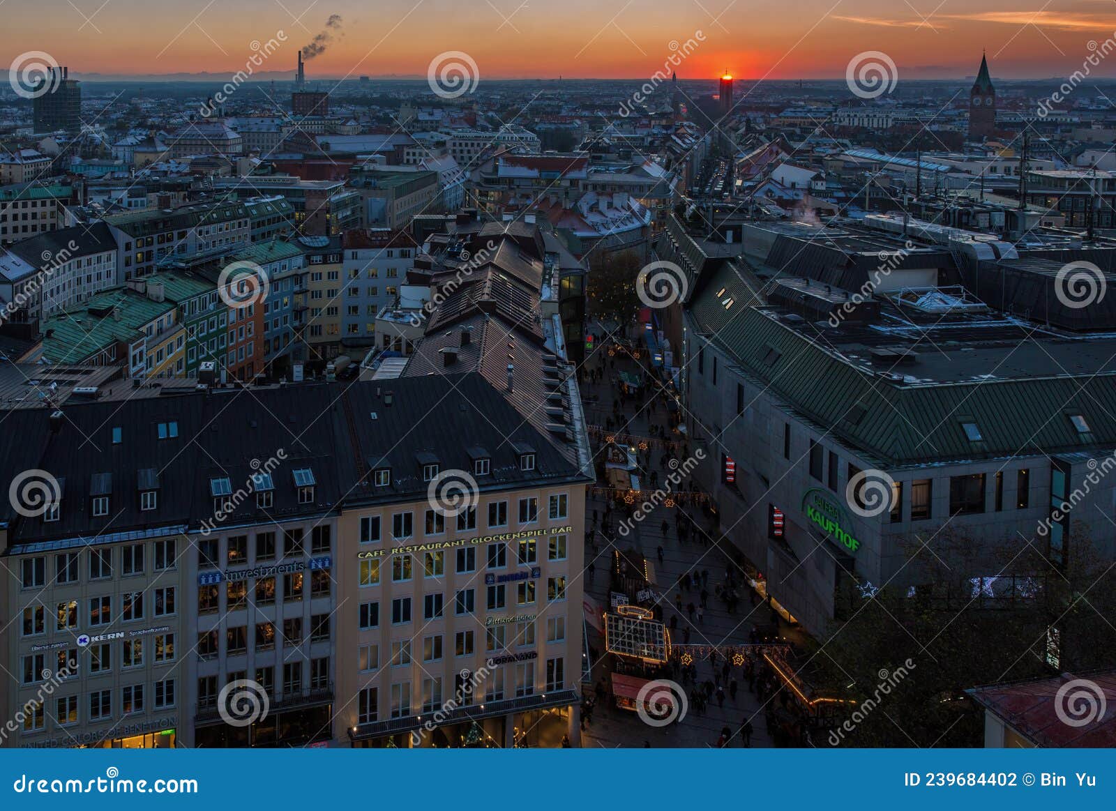 Munich skyline stock photo. Image of evening, sunset - 239684402