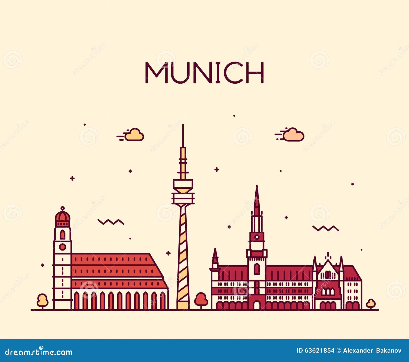 Munich Skyline Emblem Cartoon Vector | CartoonDealer.com #65208257