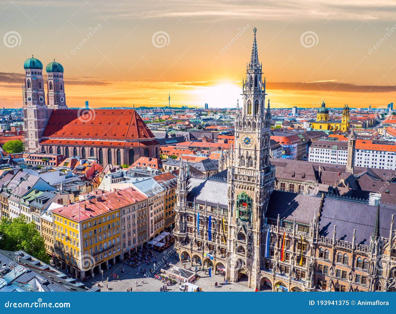 Munich in Sunset Bavaria Germany Stock Image - Image of urban ...