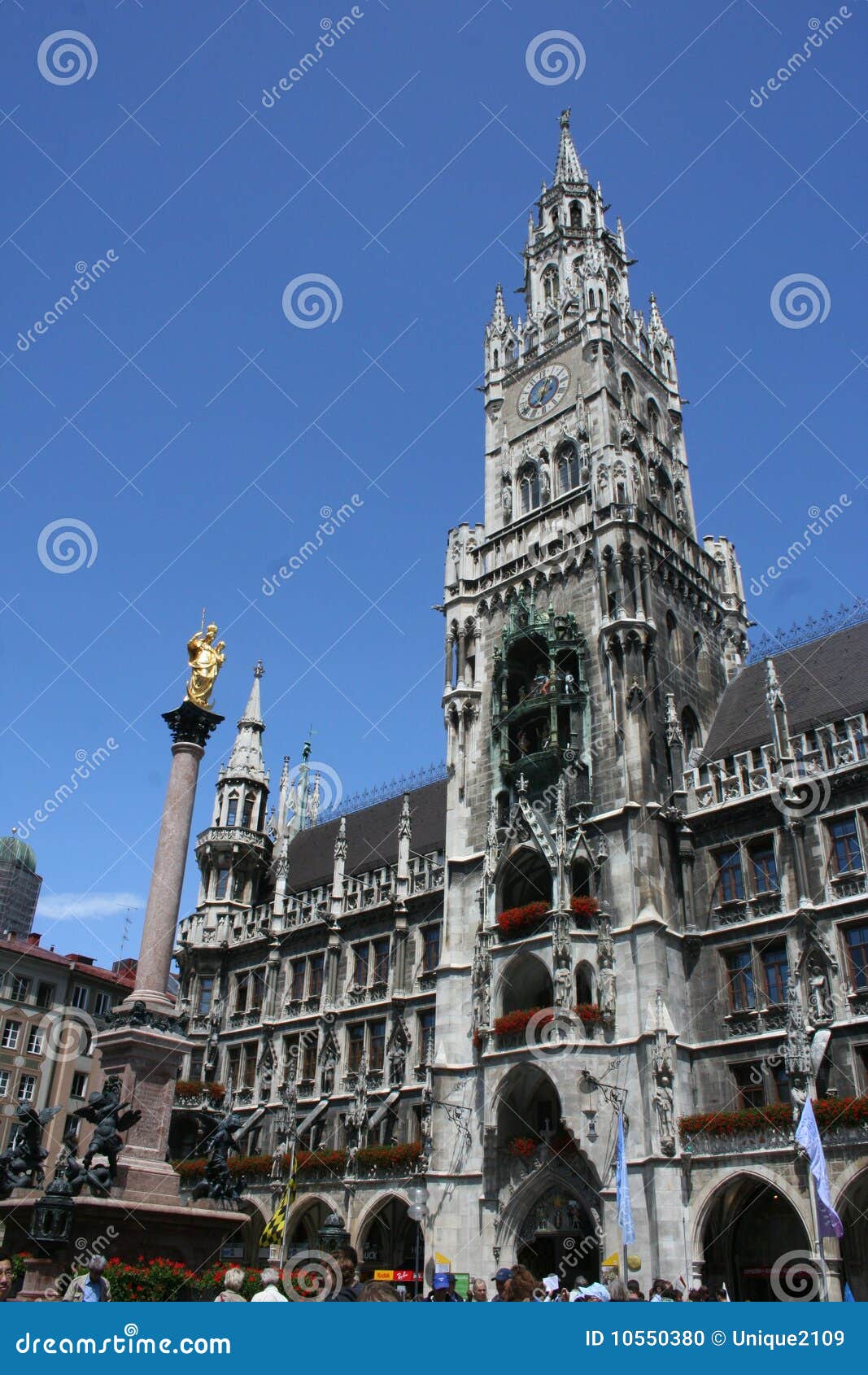 Munich Town Hall stock photo. Image of munich, hall, attraction - 10550380