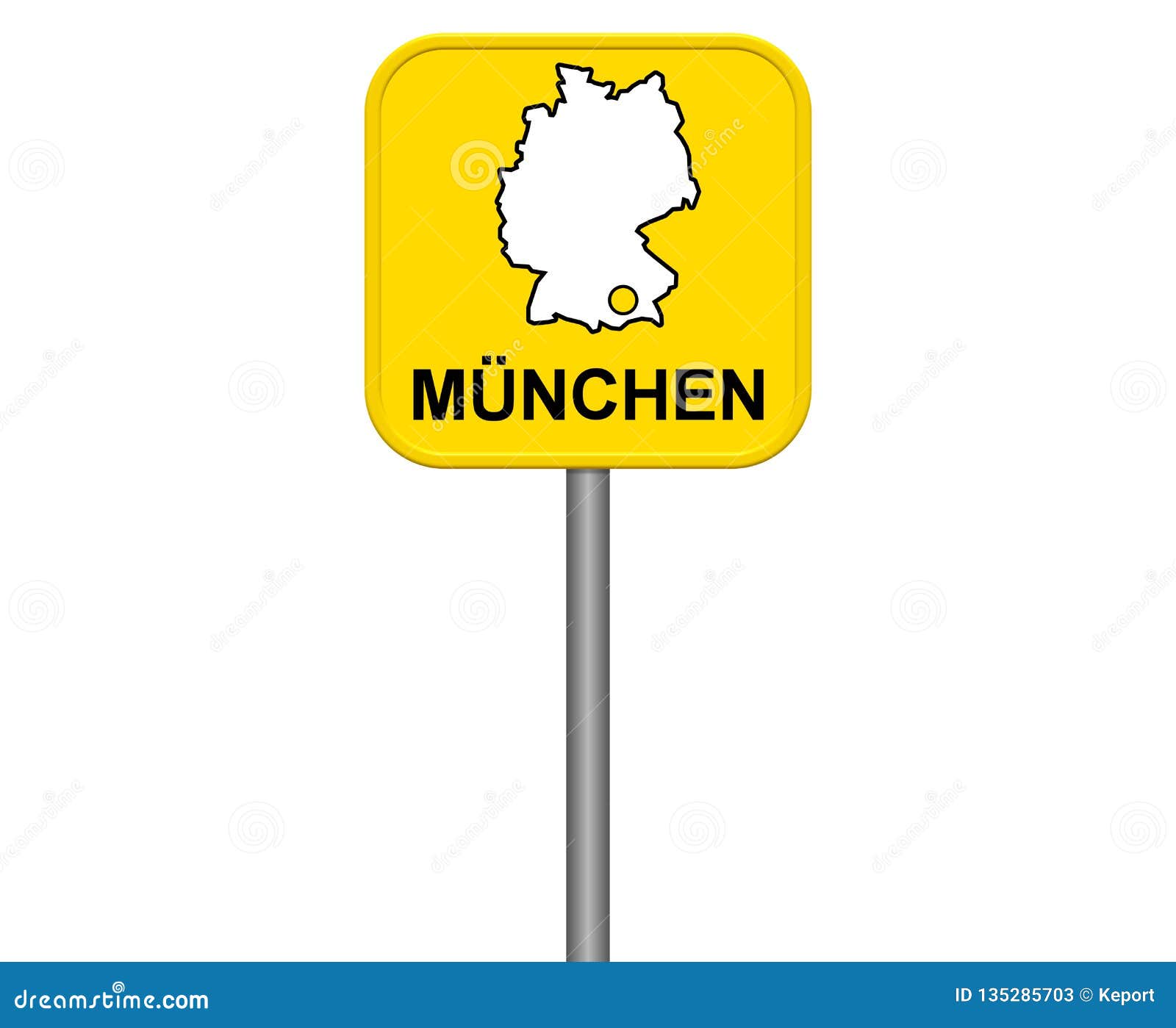 Munich - Yellow City Sign with German Map Stock Illustration ...