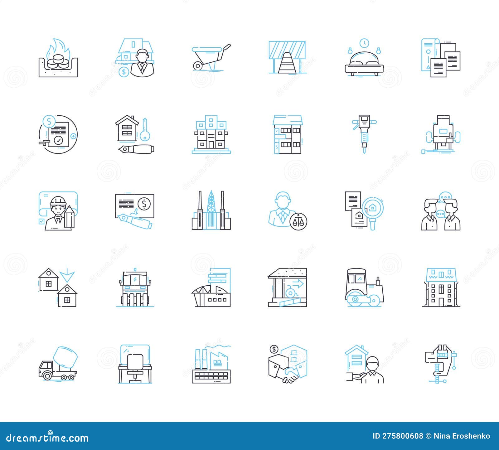 Municipal Construction Linear Icons Set. Infrastructure, Development ...