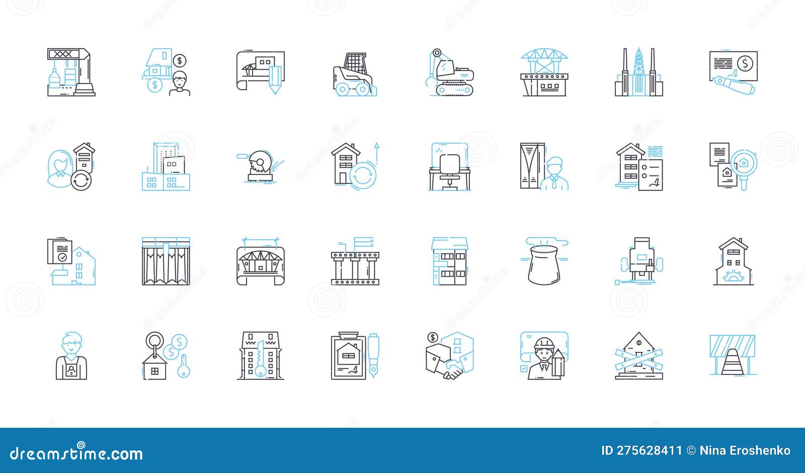 Municipal Construction Linear Icons Set. Infrastructure, Development ...