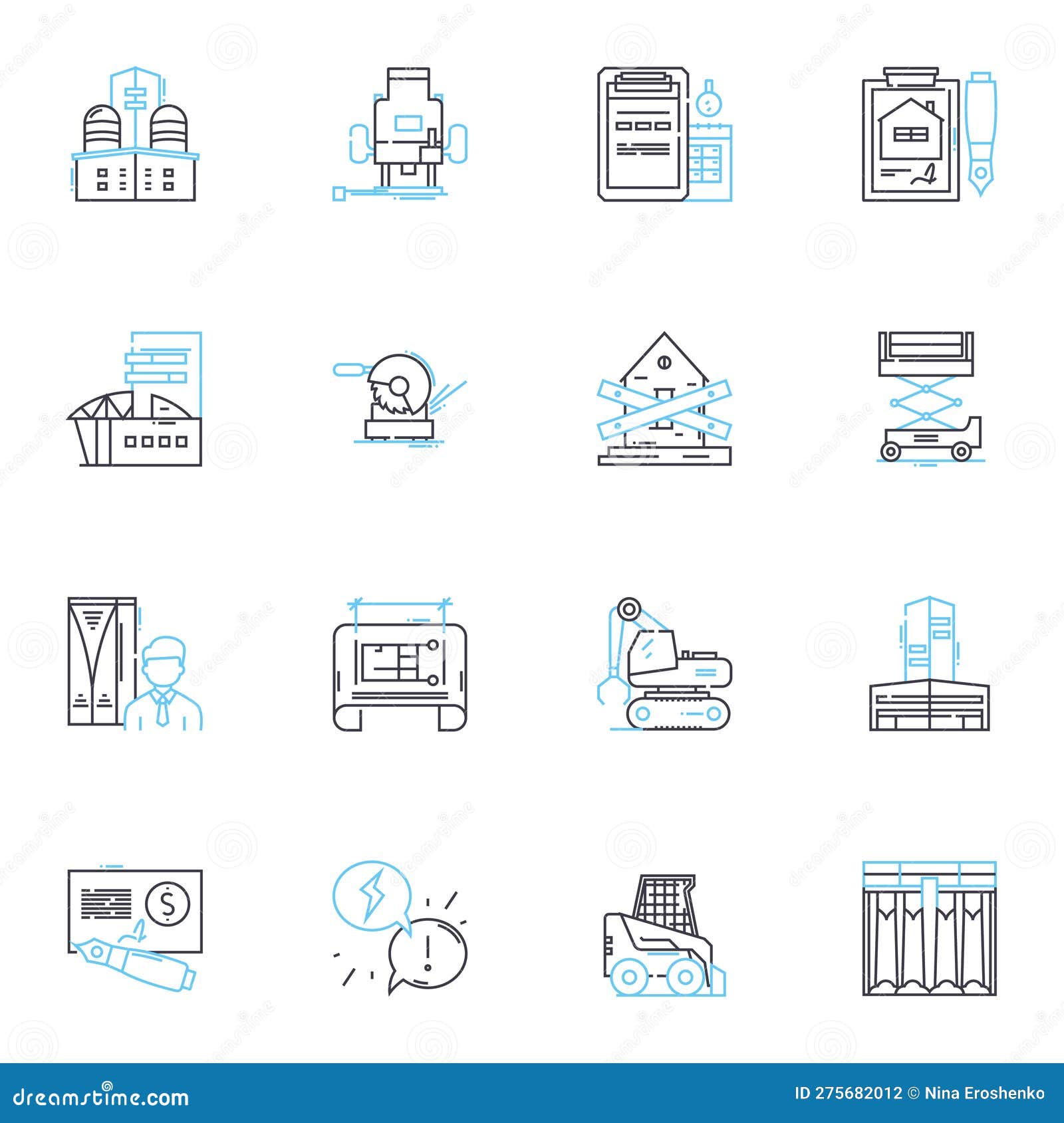 Infrastructure Development Line Icons Collection. Roads, Bridges ...