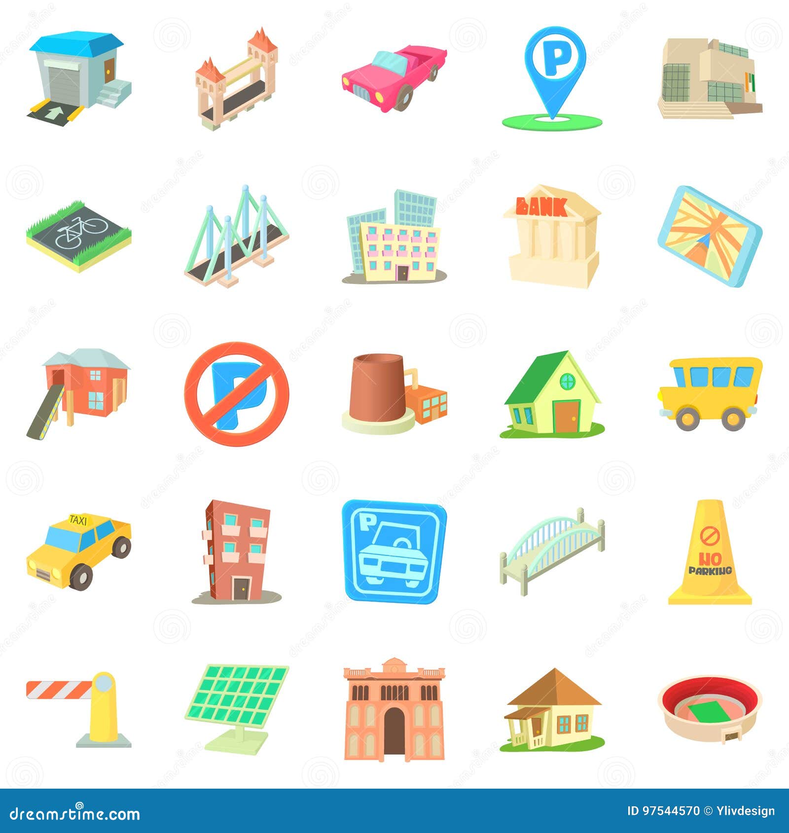 Municipal Icons Set, Cartoon Style Stock Vector - Illustration of ...