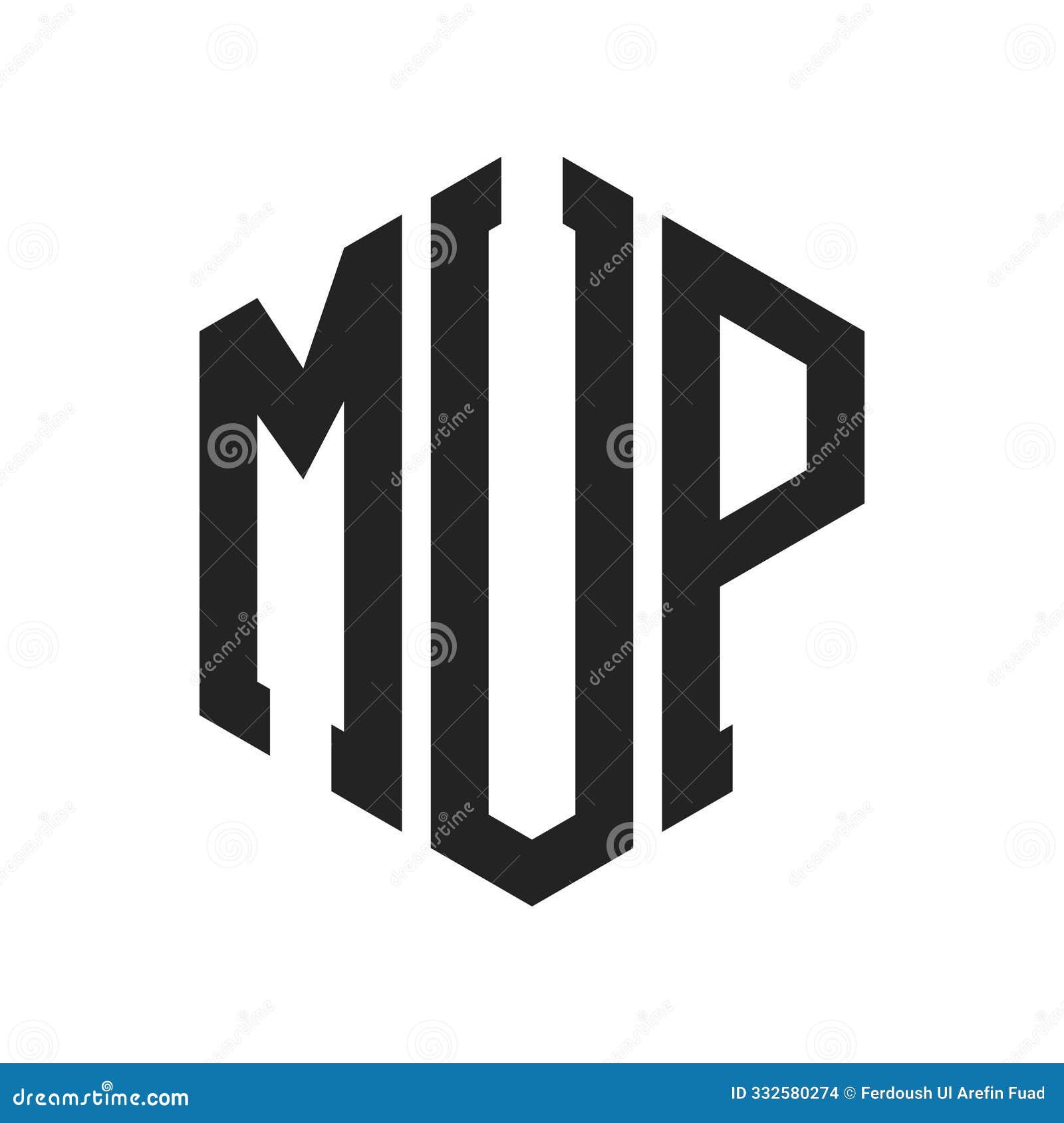 Mup Logo Design Initial Letter Mup Monogram Logo Using Hexagon Shape Stock Illustration